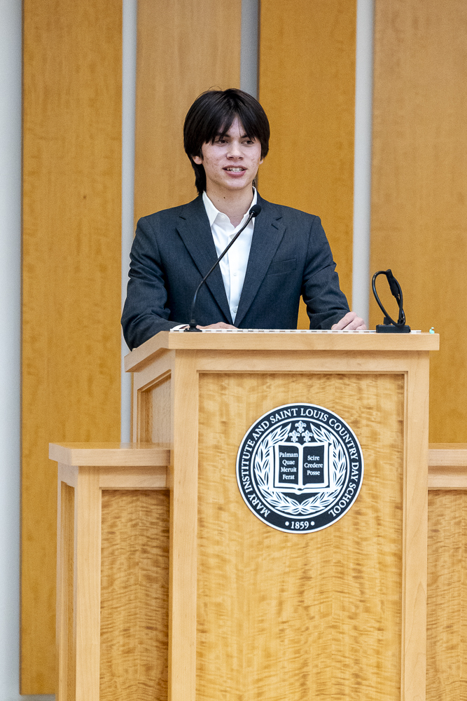 Alex McCarter '25 Shares Powerful Essay at Cum Laude Assembly - MICDS